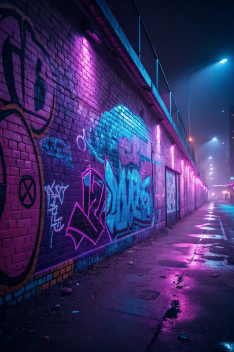 Purple Neon Grafitti Wall Poster Template | PosterMyWall