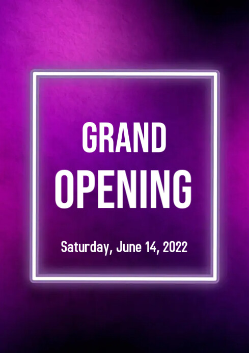 Purple Neon Grand Opening A4 Template | PosterMyWall