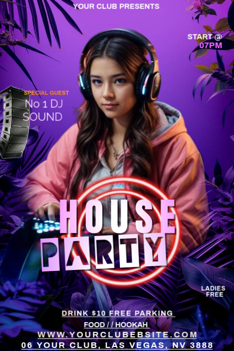 Copy of Purple Neon House Party Poster | PosterMyWall