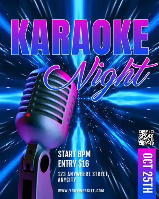 Purple Neon Karaoke Night Instagram Portrait Template | PosterMyWall