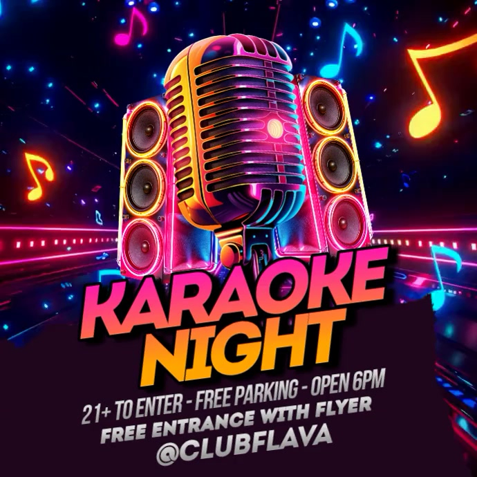 Plantilla de Purple Neon Karaoke Night Instagram Post Video | PosterMyWall
