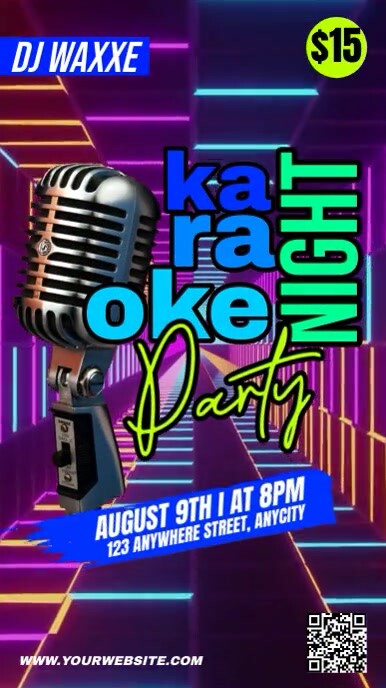 Purple Neon Karaoke Night Party Reel Instagra Template | PosterMyWall