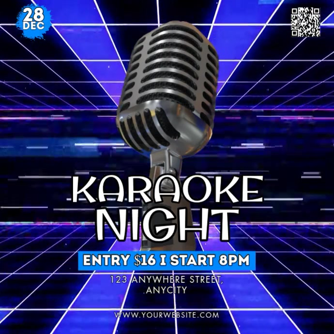 Purple Neon Karaoke Night Pos Instagram Template | PosterMyWall