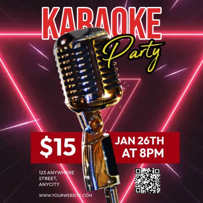 Copy of Purple Neon Karaoke Party Instagram Post | PosterMyWall