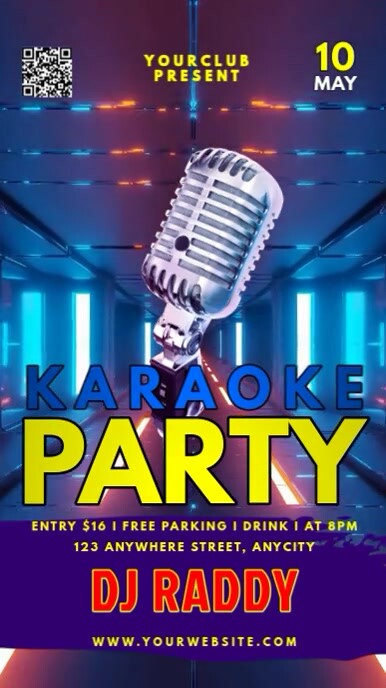 Purple Neon Karaoke Party Reel Instagram Template | PosterMyWall