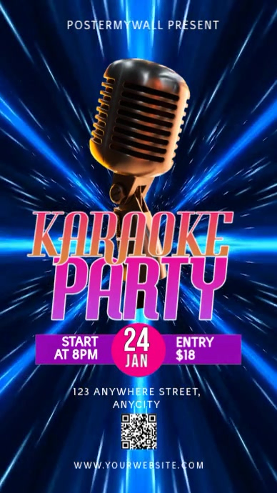 Purple Neon Karaoke Party Reel Instagram Template | PosterMyWall