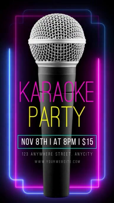Purple Neon Karaoke Party Reel Instagram Template | PosterMyWall