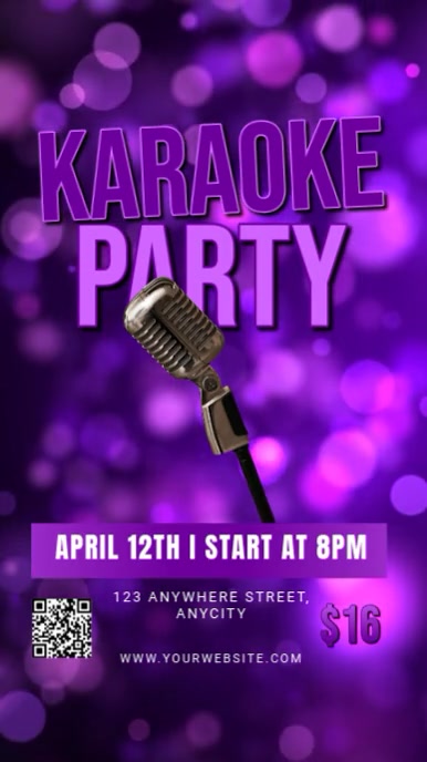 Purple Neon Karaoke Party Reel Instagram Template | PosterMyWall