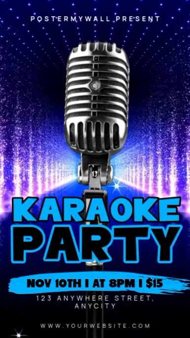 Purple Neon Karaoke Party Reel Instagram Template | PosterMyWall