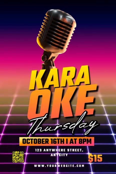 Purple Neon Karaoke Thursday Poster Template | PosterMyWall