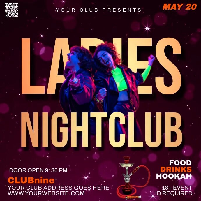 Modèle Purple Neon Ladies Night Party Instagram Post | PosterMyWall