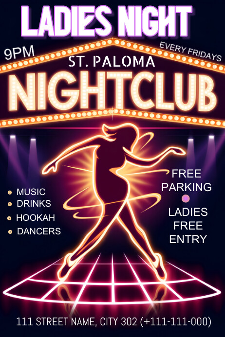 Plantilla de Purple Neon Ladies Night Poster | PosterMyWall