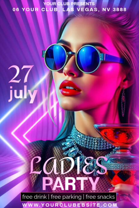 Purple Neon Ladies Party Poster Template | PosterMyWall