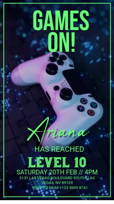 Purple Neon Level Up Birthday Instagram Reel Template | PosterMyWall