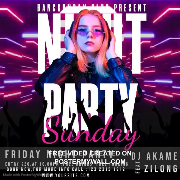 Purple Neon Light Party Template | PosterMyWall