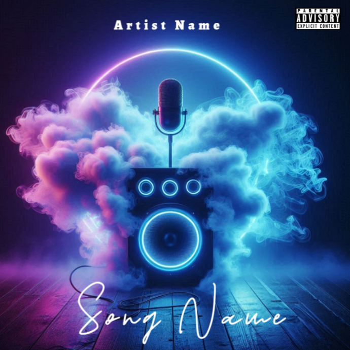 Purple Neon Mic Mixtape Album Cover Album Cover Template | PosterMyWall