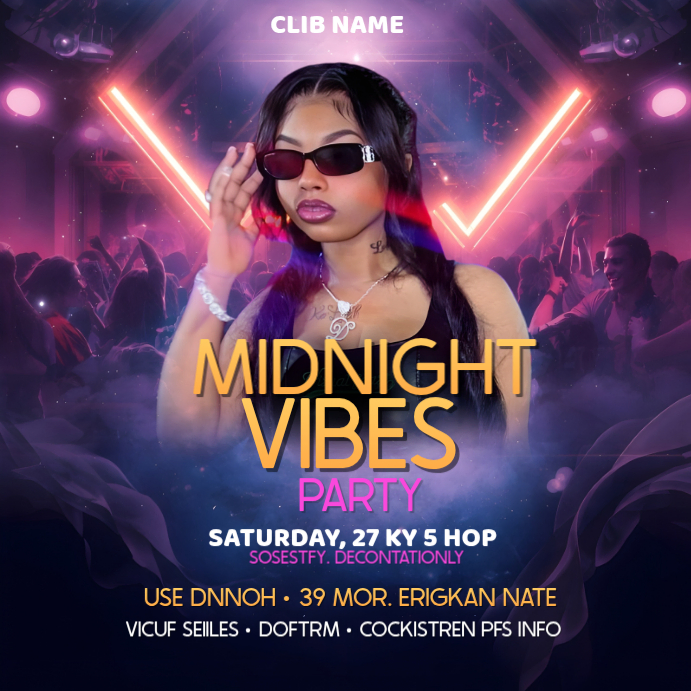 Copy of Purple Neon Midnight Vibes Party Instagram Post | PosterMyWall