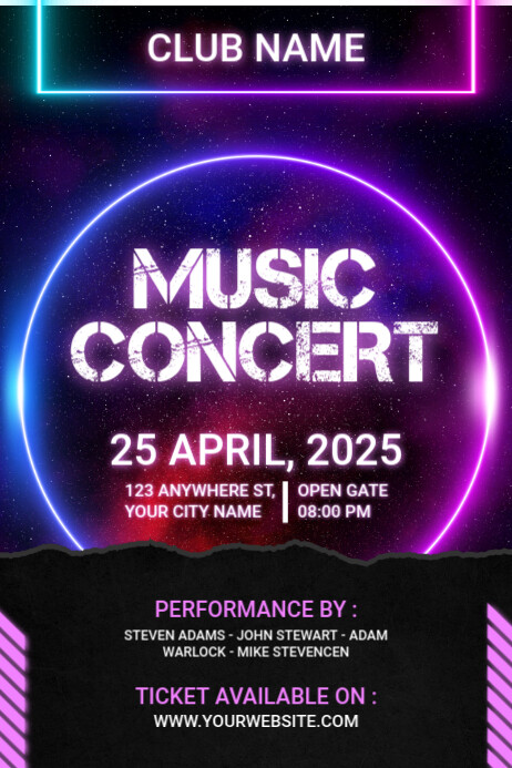 Copy of Purple Neon Music Concert Poster | PosterMyWall