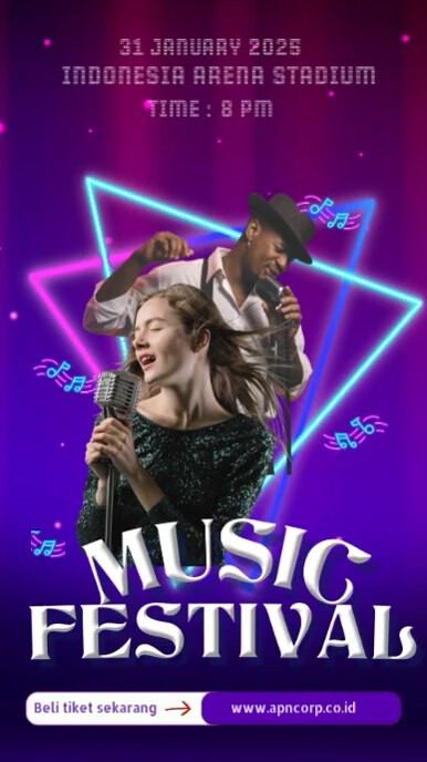 Purple Neon Music Festival Instagram Story Template | PosterMyWall