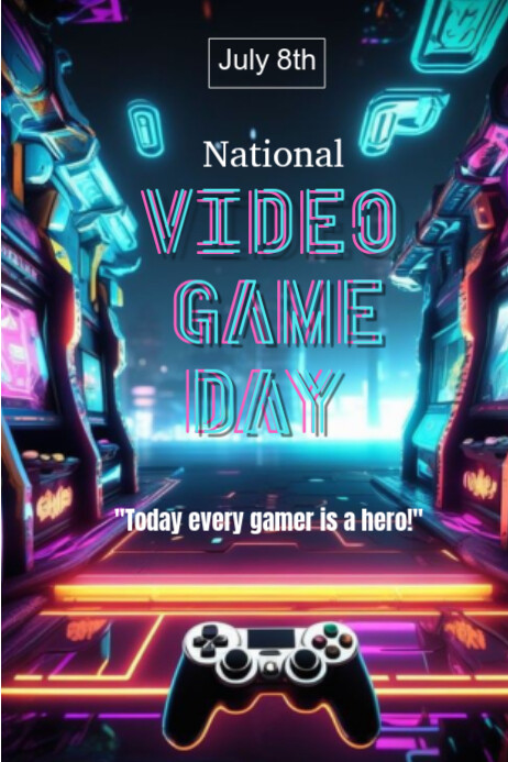 Copy of Purple Neon National Video Game Day Poster | PosterMyWall