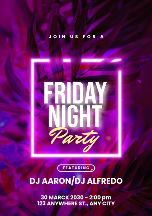 Copy of Purple Neon Neon Night Party A4 | PosterMyWall