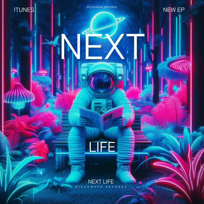 Copy of Purple Neon Next Life Sci Fi Album Cover | PosterMyWall