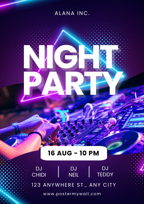 Copy of Purple Neon Night Party A4 | PosterMyWall