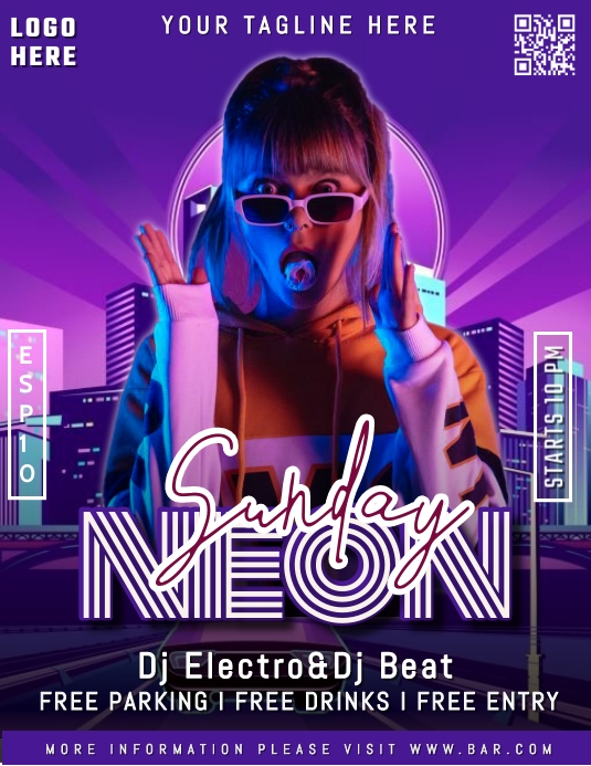 Purple Neon Party Ads Template | PosterMyWall