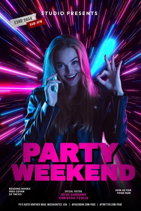 Purple Neon Party Ads Template | PosterMyWall