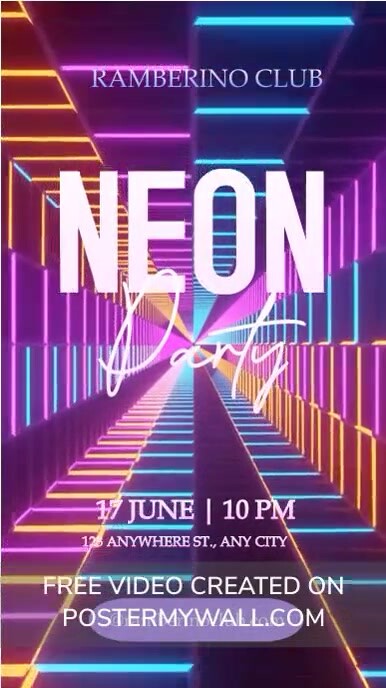 Purple Neon Party Tiktok Video Template | PosterMyWall