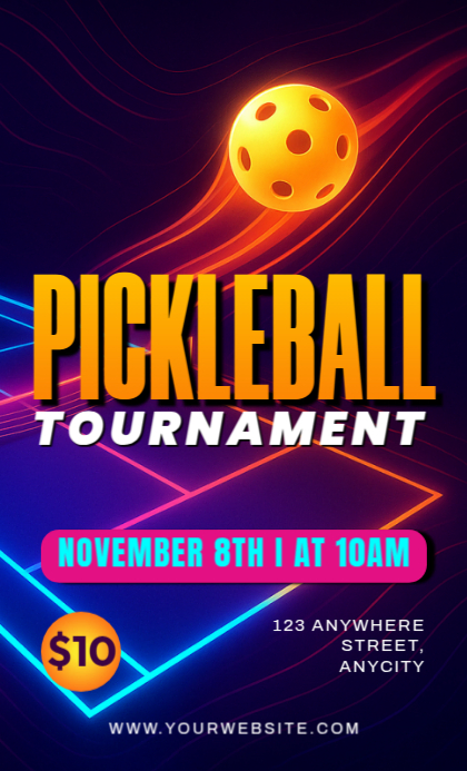 Purple Neon Pickleball Tournament Legal As Template | PosterMyWall