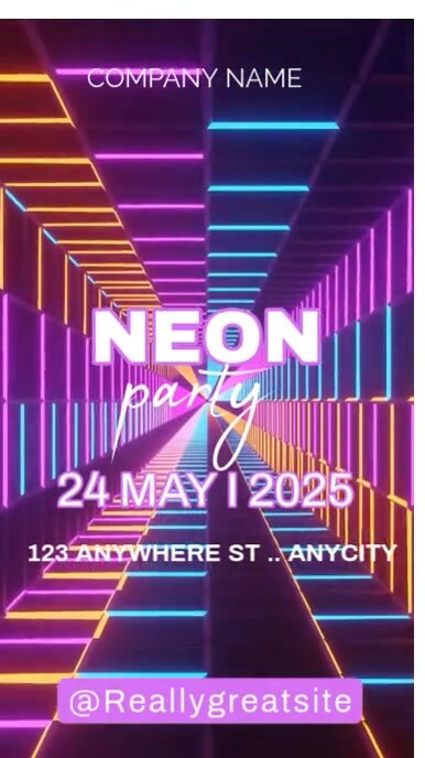 Purple Neon Purple And Pink Neon Party Digital Display (9:16) Template ...