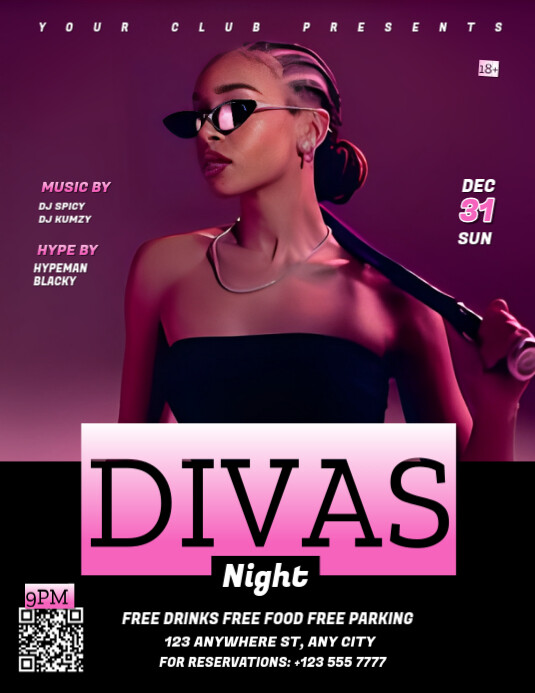 Purple Neon Purple Background Gradient Divas Night Flyer (us Letter ...