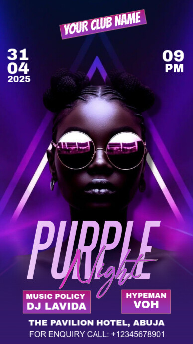 Purple Neon Purple Night Instagram Story Template | PosterMyWall