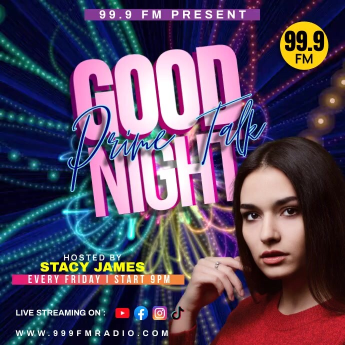 Purple Neon Radio Show Pos Instagram Template | PosterMyWall