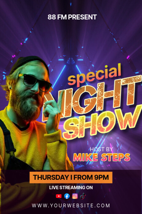 Copy of Purple Neon Radio Show Poster | PosterMyWall