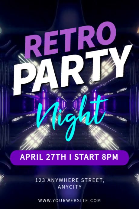 Copy of Purple Neon Retro Party Night Poster | PosterMyWall