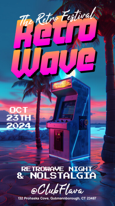 Purple Neon Retrowave Digital Display (9:16) Template | PosterMyWall