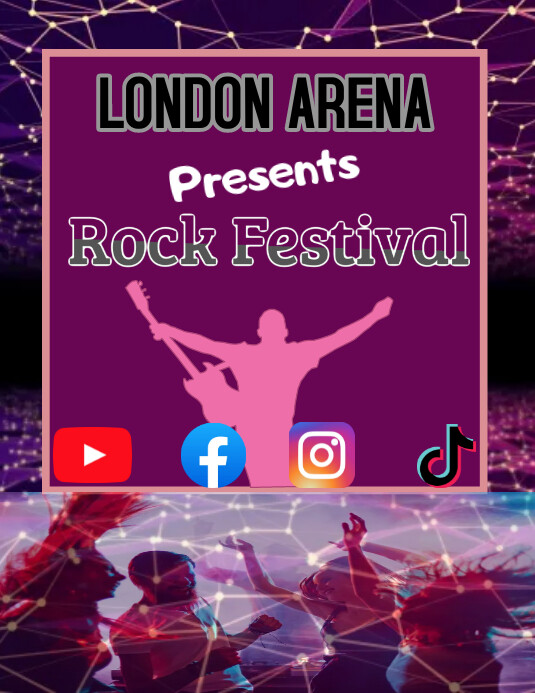 Purple Neon Rock Festival Flyer Flyer (us Let Template | PosterMyWall
