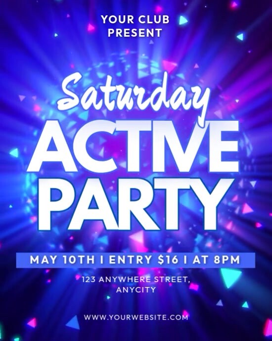 Copy of Purple Neon Saturday Active Party Instagram Portrait | PosterMyWall