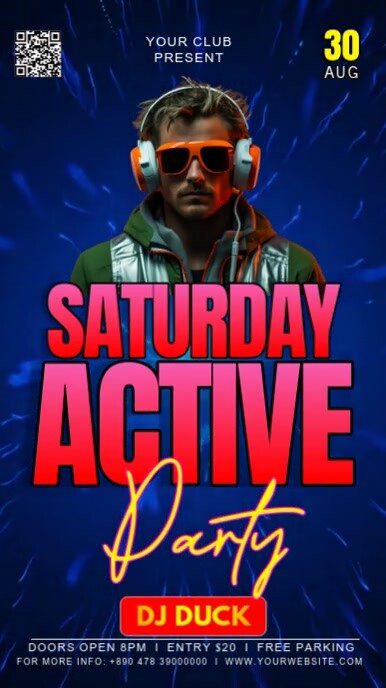 Purple Neon Saturday Active Party Instagram Reel Template | PosterMyWall