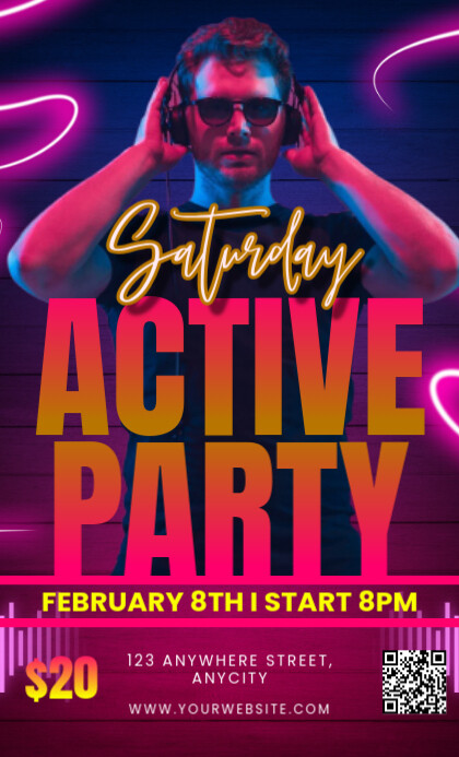 Purple Neon Saturday Active Party Legal As Template | PosterMyWall