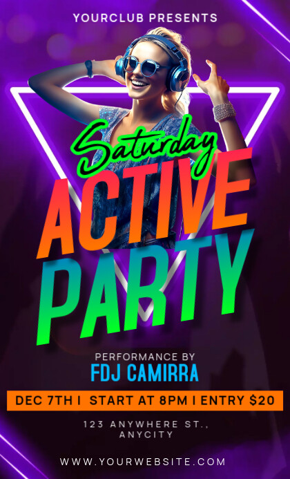 Purple Neon Saturday Active Party Legal As Template | PosterMyWall