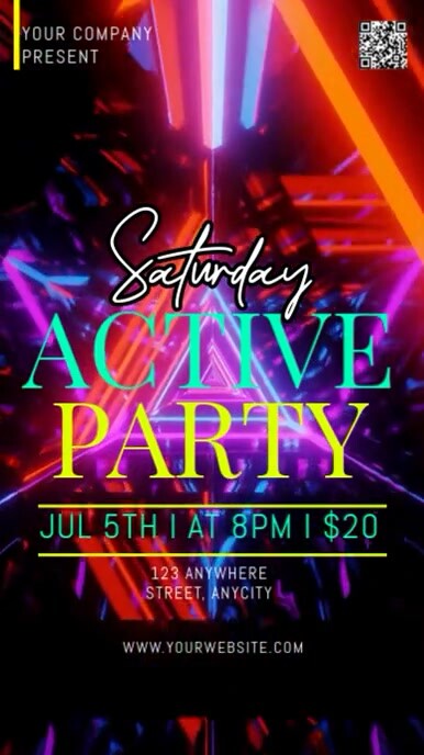 Copy of Purple Neon Saturday Active Party Reel Instagram | PosterMyWall