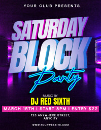 Purple Tipografi Saturday Block Party Pamflet (letter As) Template ...