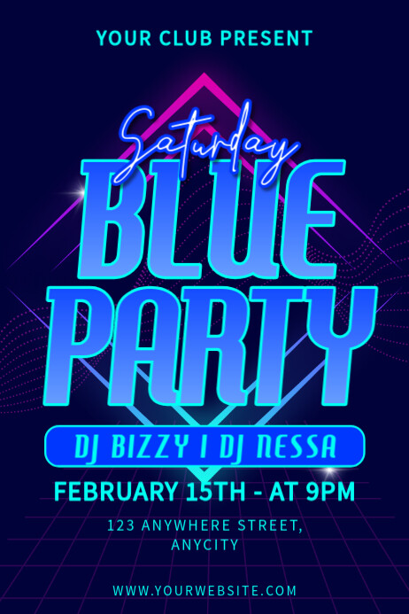 Copy of Purple Neon Saturday Blue Party Poster | PosterMyWall
