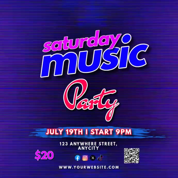 Copy of Purple Neon Saturday Music Party Pos Instagram | PosterMyWall