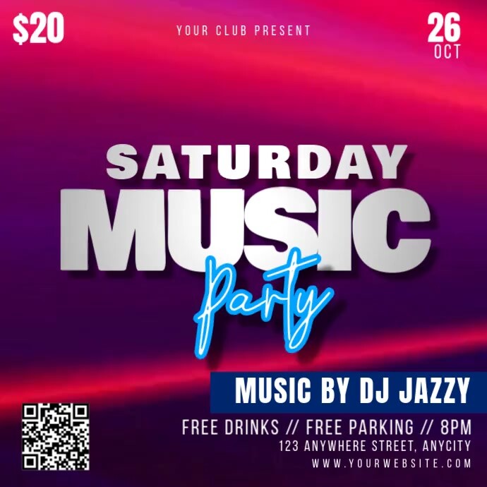 Copy of Purple Neon Saturday Music Party Pos Instagram | PosterMyWall