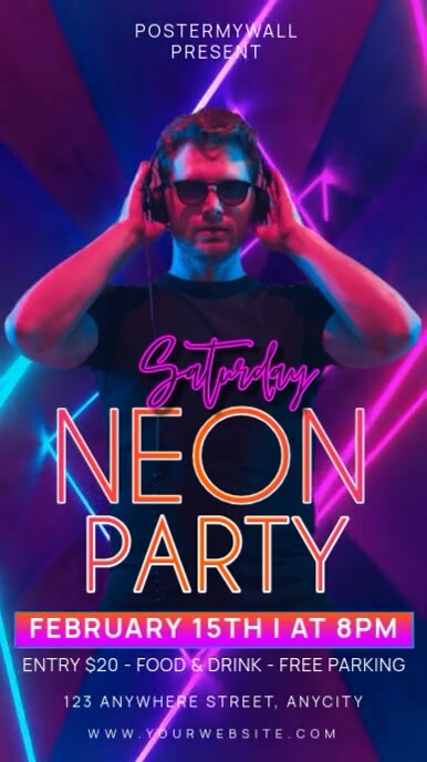 Copy of Purple Neon Saturday Neon Party Reel Instagram | PosterMyWall