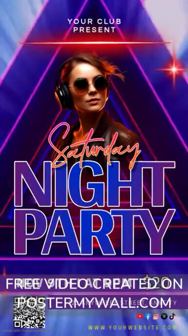 Plantilla de Purple Neon Saturday Night Party Reel Instagram | PosterMyWall